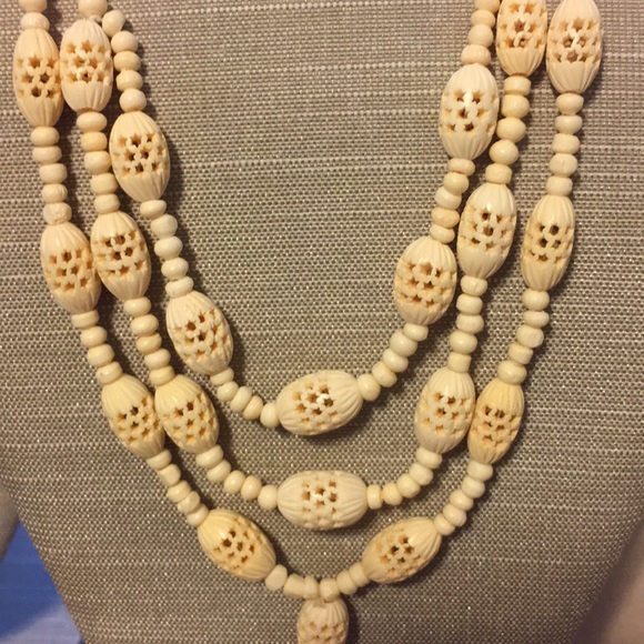 Jewelry | Vintage Carved Bone Ivory Color Necklace | Poshmark
